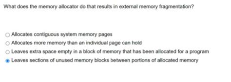 Solved What Does The Memory Allocator Do That Results In