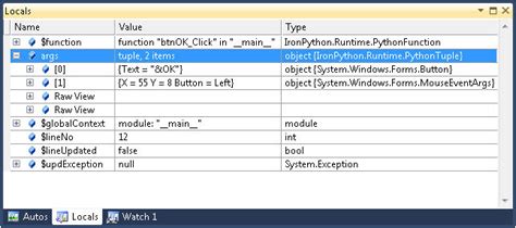 C Access Locals Window Variables Programatically In Visual Studio Stack Overflow