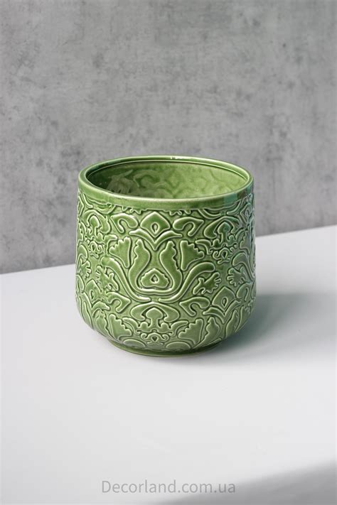 Керамічне кашпо зелене велике