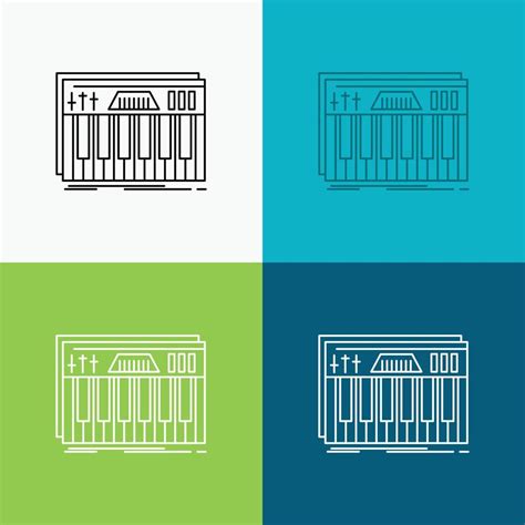 Controller Keyboard Keys Midi Sound Icon Over Various Background Line Style Design