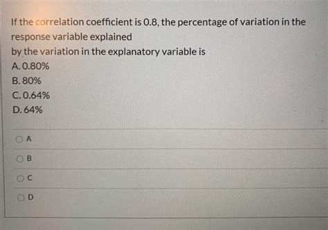 Solved If The Correlation Coefficient Is The Percentage Chegg