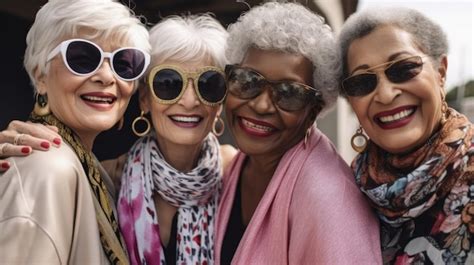 Premium Photo A Group Of Older Women Standing Next To Each Other