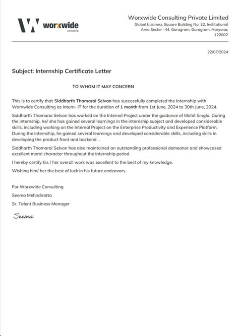 Siddharth Thamarai Selvan On Linkedin Internship Worxwideconsulting Webdevelopment