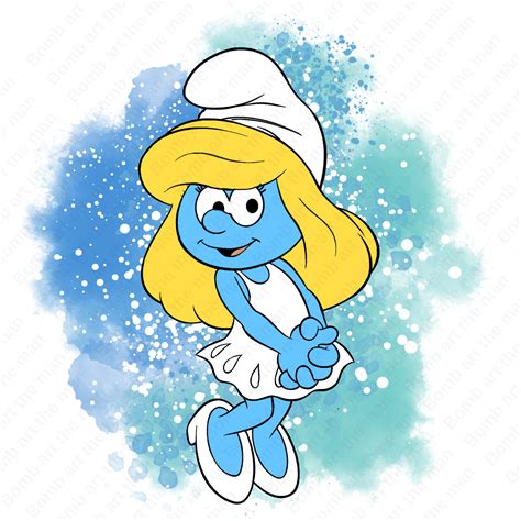 Cute Smurfette Clipart Smurfette Png Watercolor Background Instant