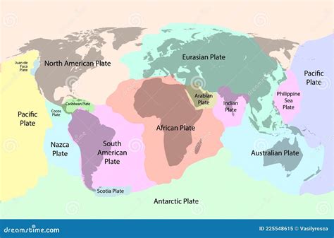 Tectonic Plate Earth Map Continental Ocean Pacific Volcano