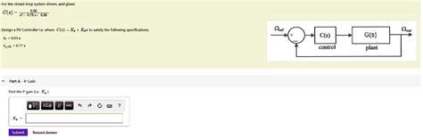 Solved For The Closed Loop System Shown And Given 900 Design A Pd