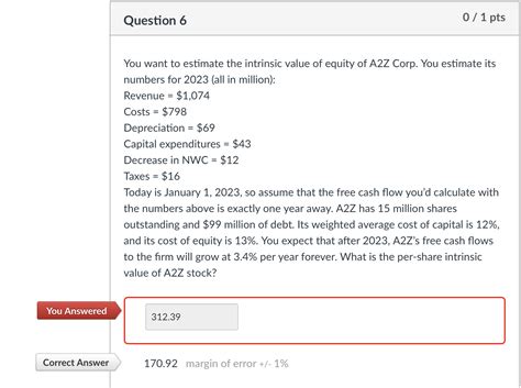 Solved Question 6you Want To Estimate The Intrinsic Value Of