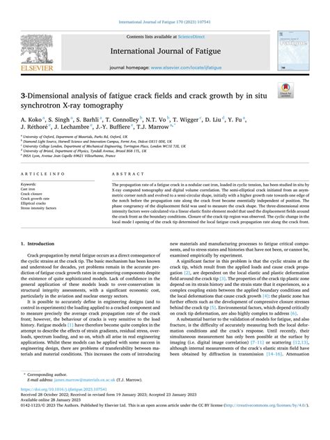 Pdf 3 Dimensional Analysis Of Fatigue Crack Fields And Crack Growth By In Situ Synchrotron X