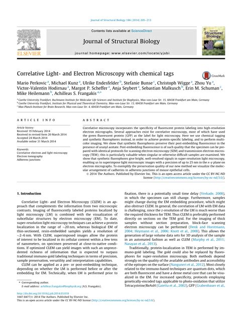Pdf Correlative Light And Electron Microscopy With Chemical Tags