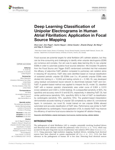 Pdf Deep Learning Classification Of Unipolar Electrograms In Human Atrial Fibrillation