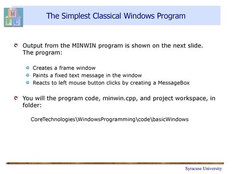 Introduction To Windows Programming With Microsoft Framework Classes