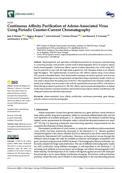 Pdf Continuous Affinity Purification Of Adeno Associated Virus Using