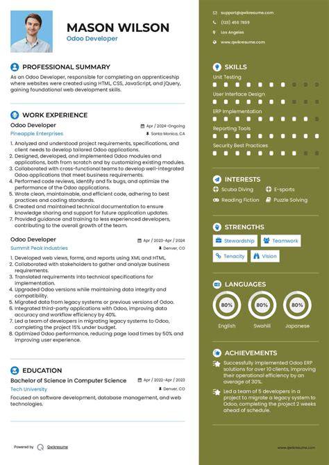 10 Odoo Developer Resume Samples And Templates For 2025