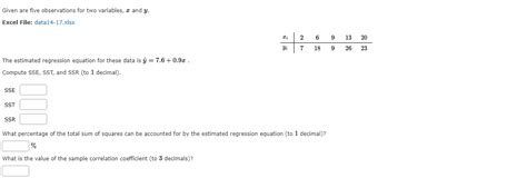 solved given are five observations for two variables and and