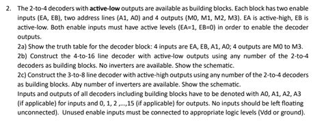 solved 2 the 2 to 4 decoders with active low outputs are