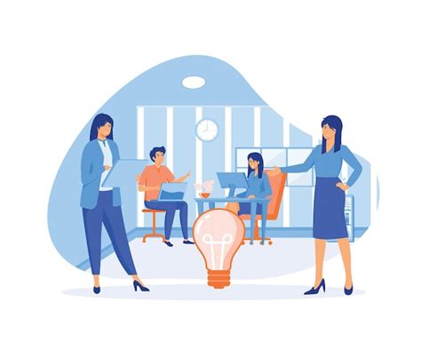 Premium Vector Brainstorming Concept Meeting Of Creative Creative People With Light Bulb Ideas