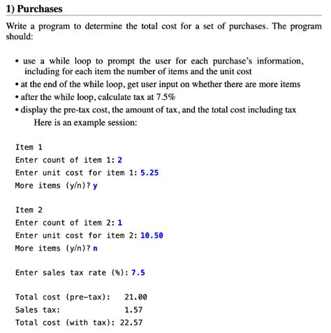 Solved 1 Purchases Write A Program To Determine The Total