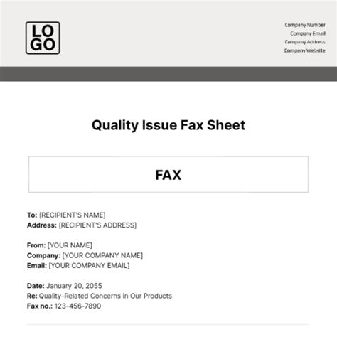 Free Quality Issue Fax Sheet Template To Edit Online