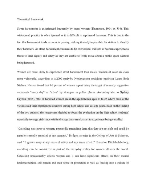Theoretical Framework Pdf Sexual Harassment Adolescence