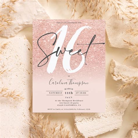 Sweet 16 Birthday Party Invitation Template Printable Sweet Sixteen