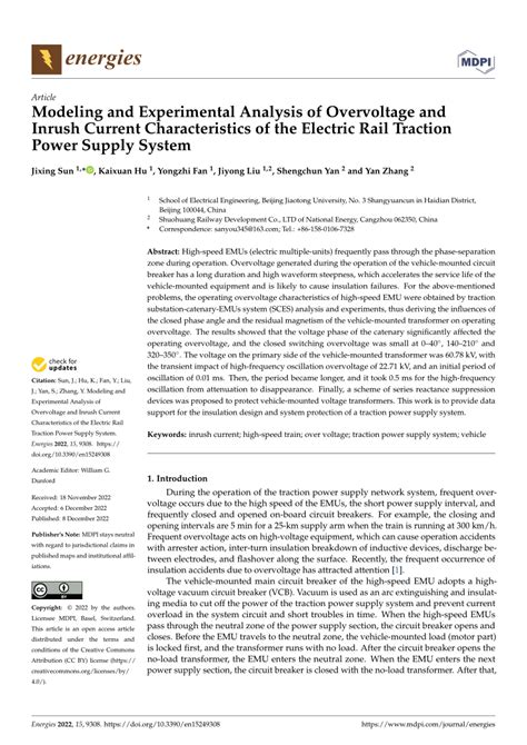 Pdf Modeling And Experimental Analysis Of Overvoltage And Inrush