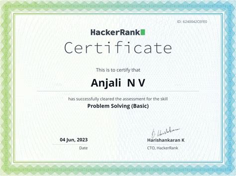 anjali n v on linkedin problemsolving hackerrankcertified