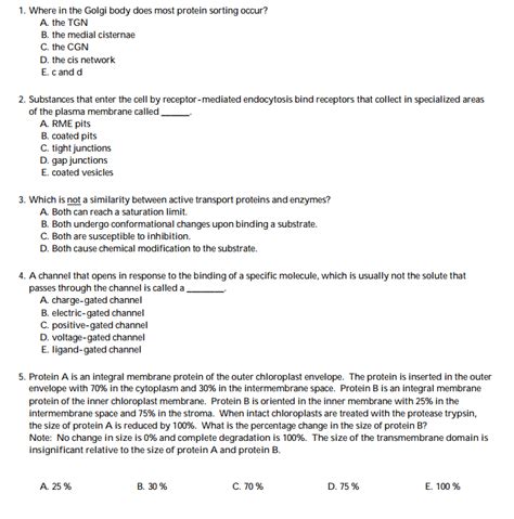 Solved Where In The Golgi Body Does Most Protein Sorting