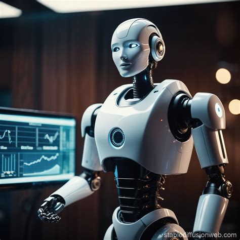 Futuristic Robot Assistant Appearing Digitally To Inform Viewers About