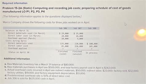 Solved Required Information Problem 15 2a Static Compu