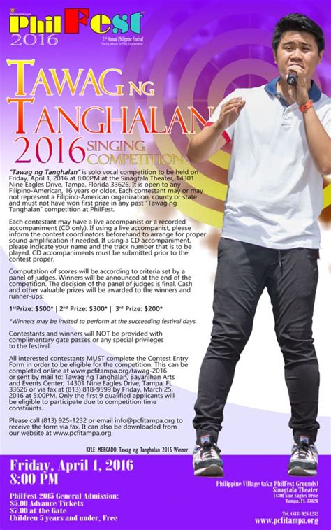 Tawag Ng Tanghalan 2016 Philippine Cultural Foundation Inc