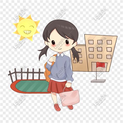 여중생 배낭 가방 학교 일러스트 레이션 Png 일러스트 무료 다운로드 Lovepik