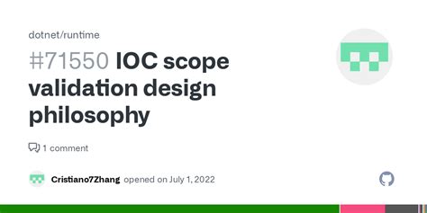 Ioc Scope Validation Design Philosophy · Issue 71550 · Dotnetruntime · Github