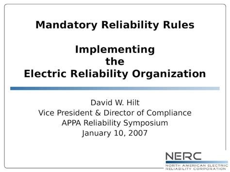 Ppt Mandatory Reliability Rules Implementing The Electric Reliability Organization Dokumen Tips