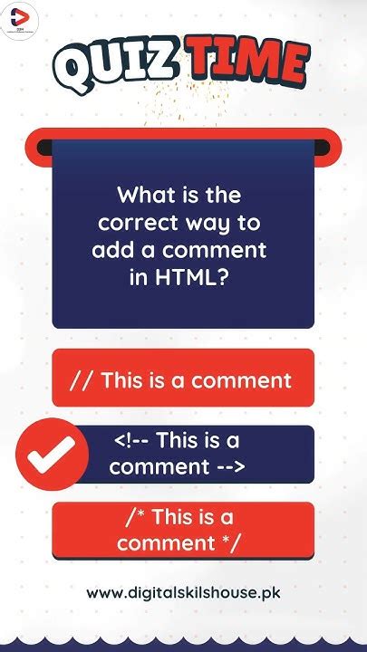 Html Quiz What Is The Correct Way To Add Comments Html Webdevelopment Codingquiz