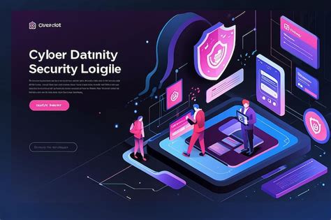 Cyber Data Security Isometric Landing Page Banner Premium Ai