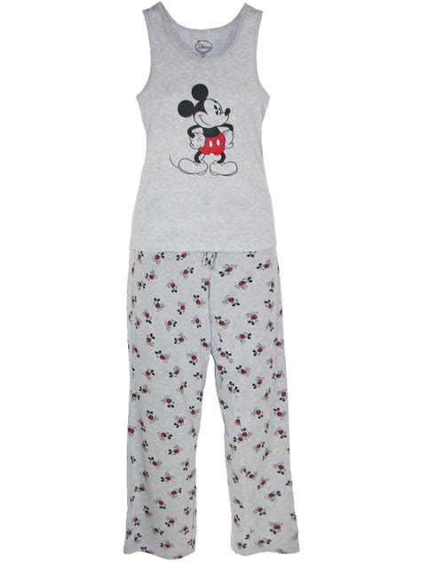 Size Xl Mickey Mouse Womens Tank And Pant Pajama Set Grey