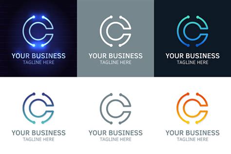 편지 C 최소한의 로고 아이콘 디자인입니다 벡터 템플릿 그래픽 요소입니다 기술 디지털 인터페이스 하드웨어 및 엔지니어링 개념 그래픽 회로 로고에 대한 스톡 벡터 아트 및