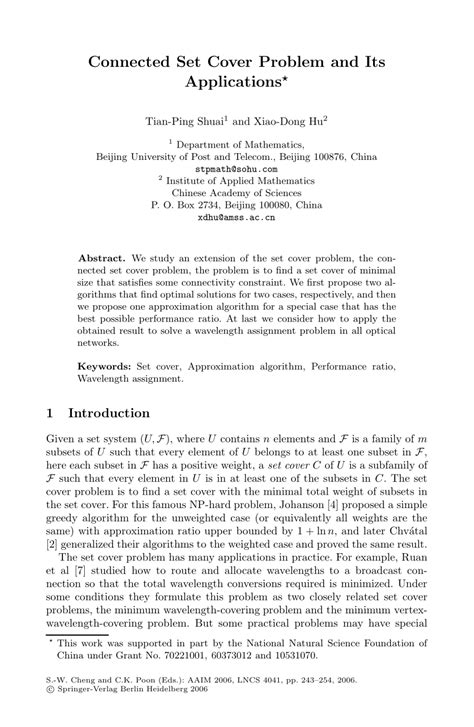 Pdf Connected Set Cover Problem And Its Applications