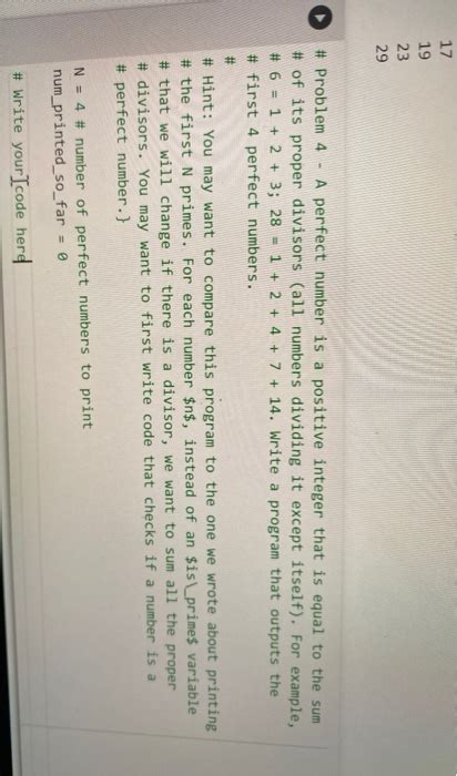 Solved 17 19 23 29 Problem 4 A Perfect Number Is A