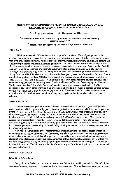 Pdf Modeling Of Grain Structure Evolution And Its Impact On The