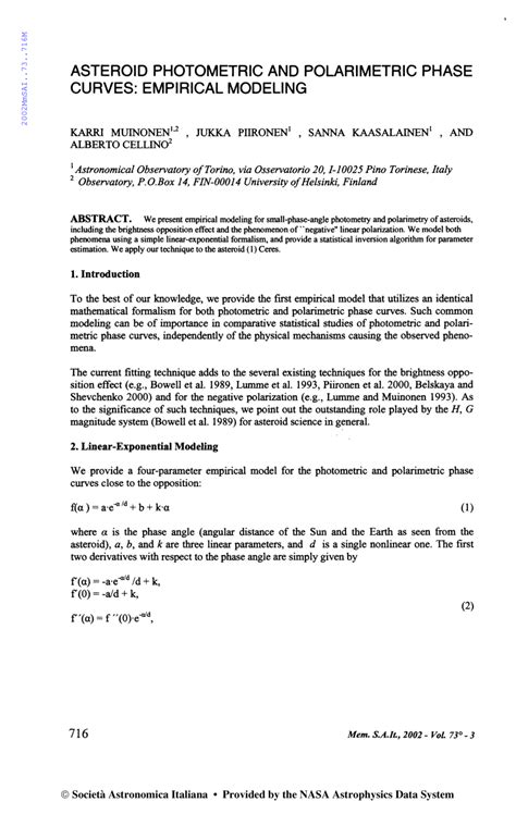 Pdf Asteroid Photometric And Polarimetric Phase Curves Empirical