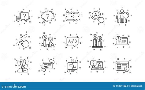UX Line Icons AB Testing Journey Path Map And Question Mark Linear Icon Set Vector Stock