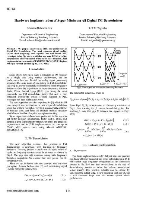Pdf Hardware Implementation Of Super Minimum All Digital Fm Demodulator