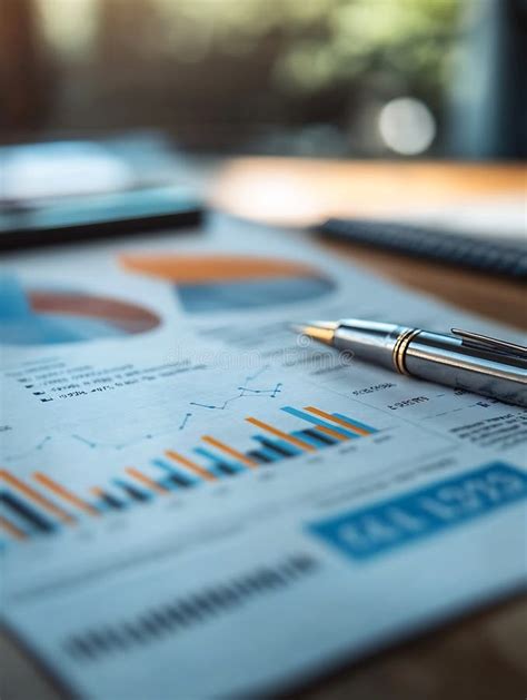 Generative Ai Detailed Business Report With Graphs And Pen On Desk Highlighting Data Trends