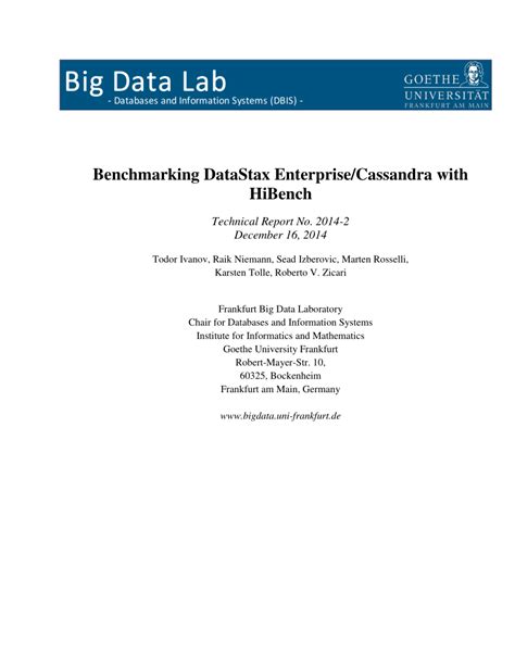 Pdf Benchmarking Datastax Enterprisecassandra With Hibench