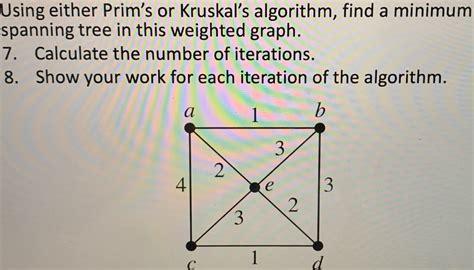 Solved Using Either Prim S Or Kruskal S Algorithm Find A Chegg