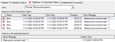Sql Server Replication Error 113 Missing End Comment Mark
