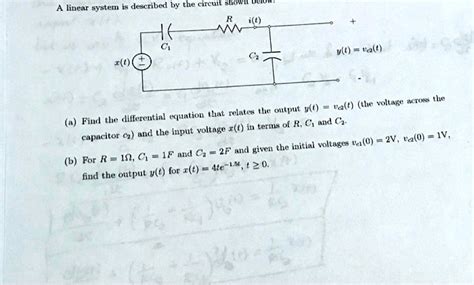 SOLVED A Linear System Is Described By The Equation I T Yt Vat A Find The Differential