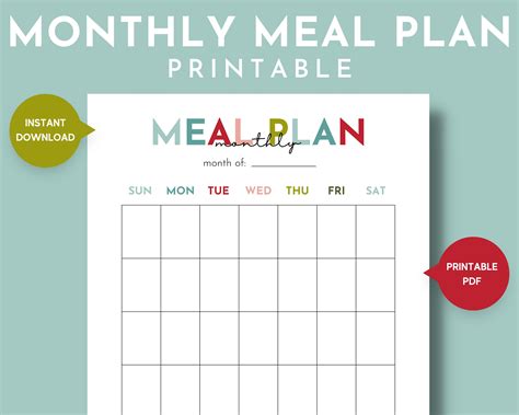 Meal Planner Calendar