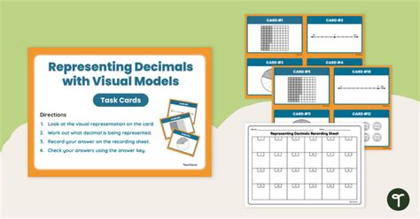 Representing Decimals With Visual Models Task Cards Teach Starter
